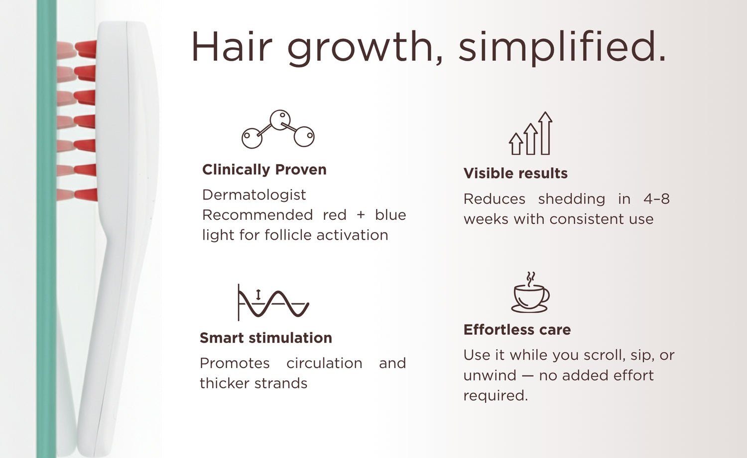 Intensive LED Hair Growth Stimulating Brush: Reduce Shedding | SLNY